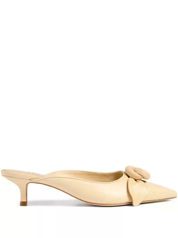 Cinq À Sept Layla Heel Mules With Rose Detail - Neutrals