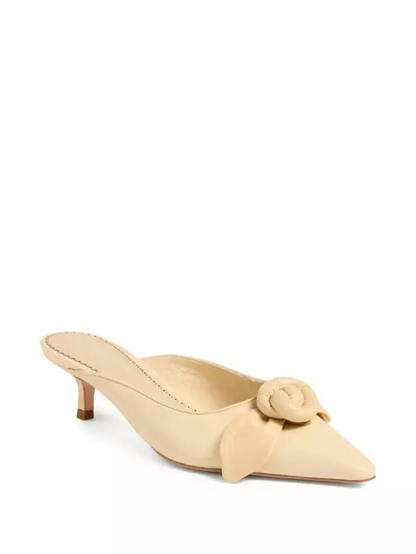 Cinq À Sept Layla Heel Mules With Rose Detail - Neutrals