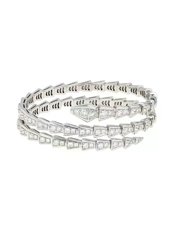 BVLGARI 18k White Gold Serpenti Viper Diamond Bracelet - Silver
