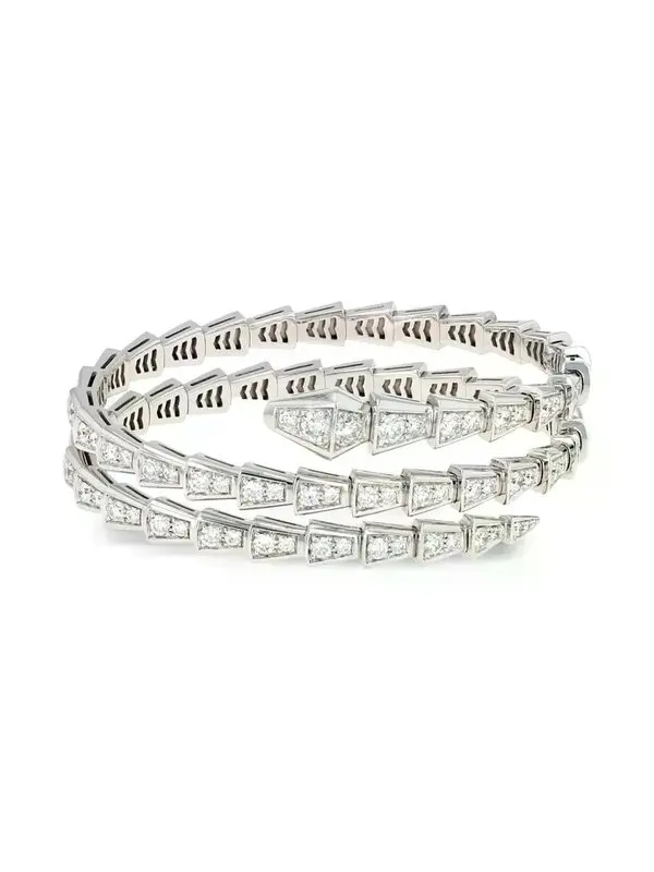 BVLGARI 18k White Gold Serpenti Viper Diamond Bracelet - Silver