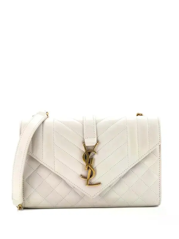 Saint Laurent Monogram Envelope Satchel - White