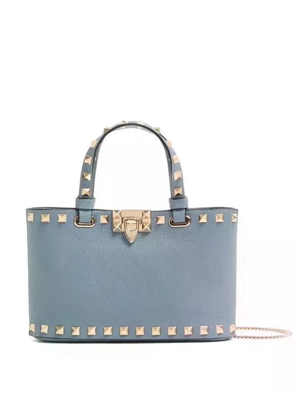 Valentino Garavani Rockstud Mini Shopping Bag In Grainy Calfskin - Blue