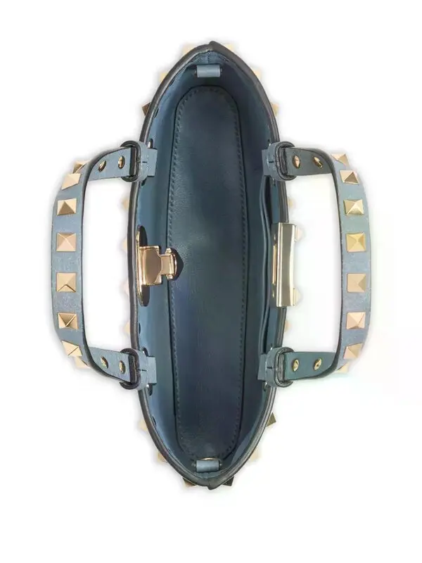 Valentino Garavani Rockstud Mini Shopping Bag In Grainy Calfskin - Blue