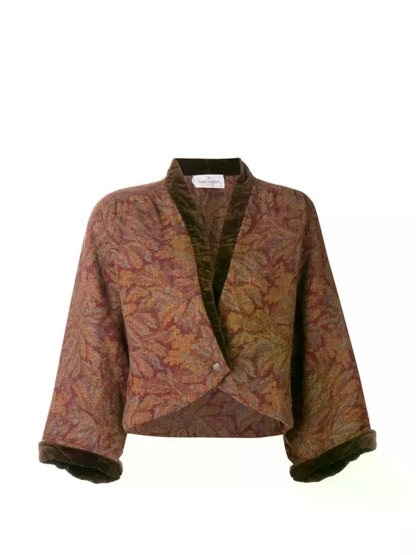 Valentino Garavani 1980's Floral Cropped Jacket - Brown
