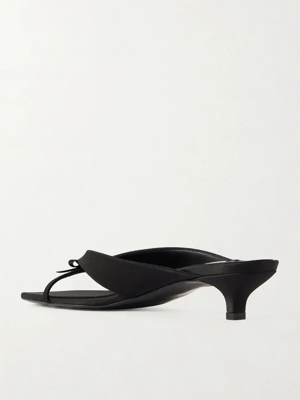 TOTEME Bow-detailed Satin Sandals - Black