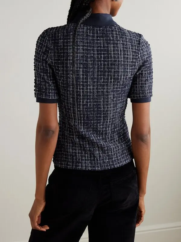 Veronica Beard Benedetta Checked Seersucker Polo Shirt - Blue