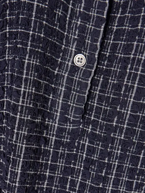 Veronica Beard Benedetta Checked Seersucker Polo Shirt - Blue