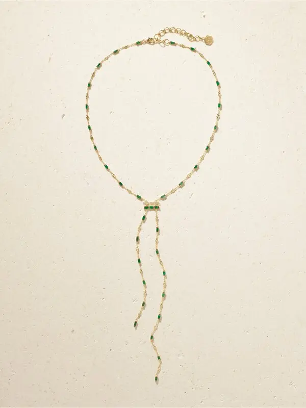 Shay 18-karat Emerald And Diamond Lariat Necklace - Gold
