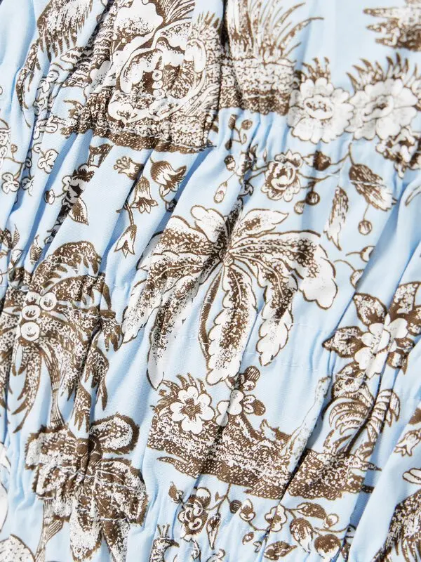 Staud Ayla Cropped Shirred Printed Top