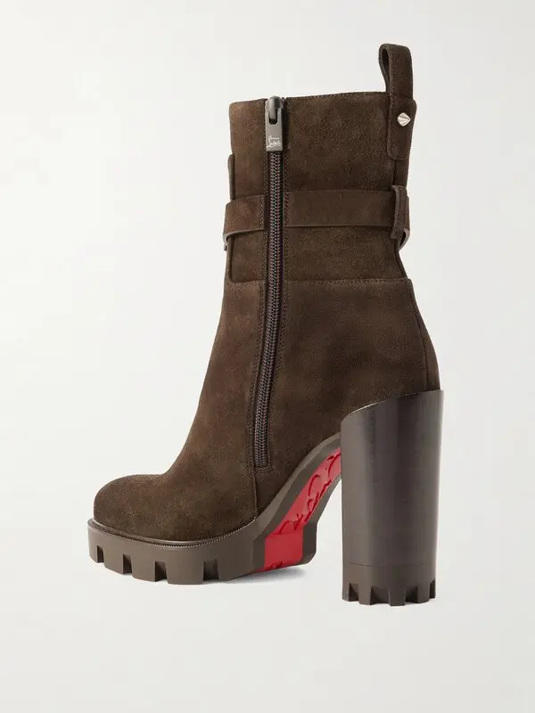 CHRISTIAN LOUBOUTIN Dianouchette 100 Buckled Suede Ankle Boots