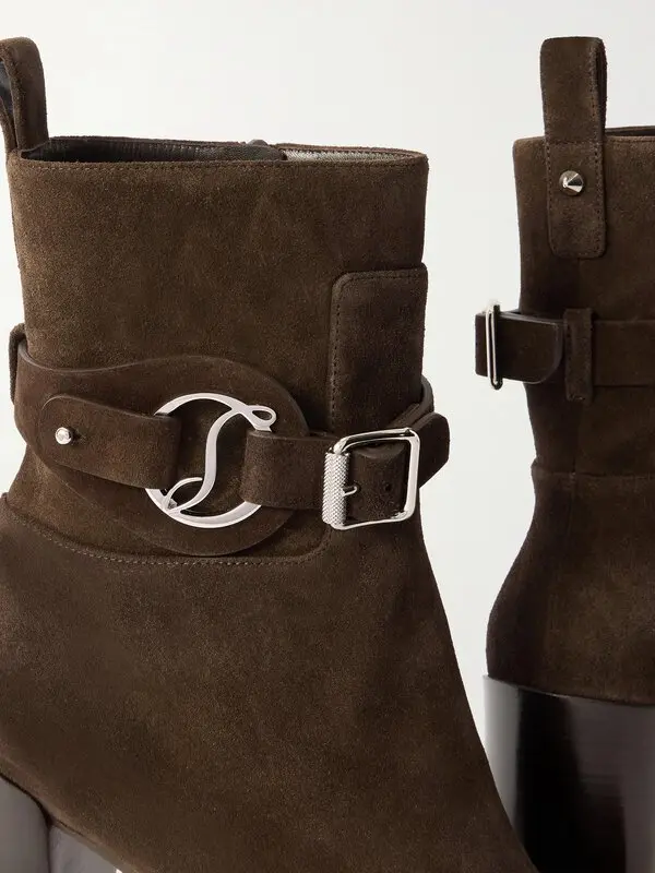 CHRISTIAN LOUBOUTIN Dianouchette 100 Buckled Suede Ankle Boots