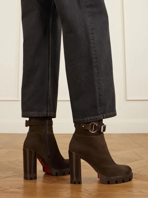 CHRISTIAN LOUBOUTIN Dianouchette 100 Buckled Suede Ankle Boots