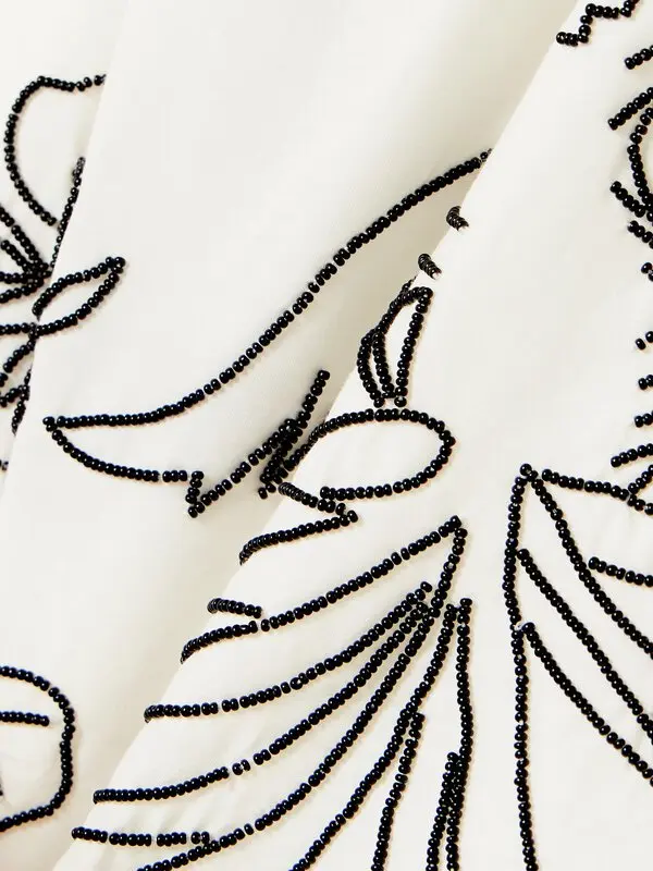 BODE Cockatoo Tap Bead-embellished Cotton And Silk-blend Shorts