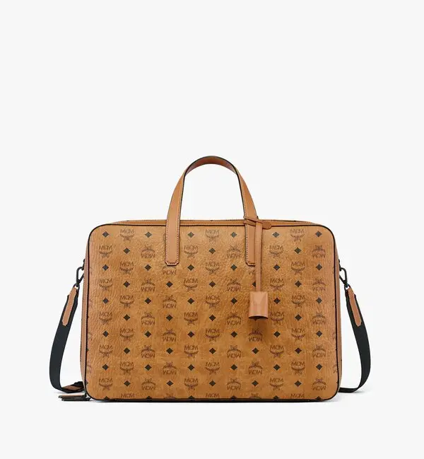 Mcm Ottomar Garment Bag In Visetos - Cognac