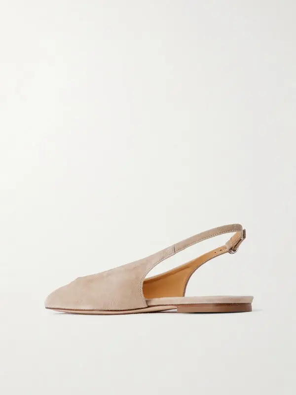 AeydĒ Amelia Suede Slingback Ballet Flats - Neutrals