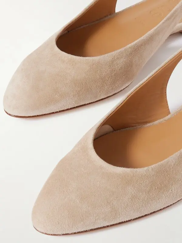 AeydĒ Amelia Suede Slingback Ballet Flats - Neutrals