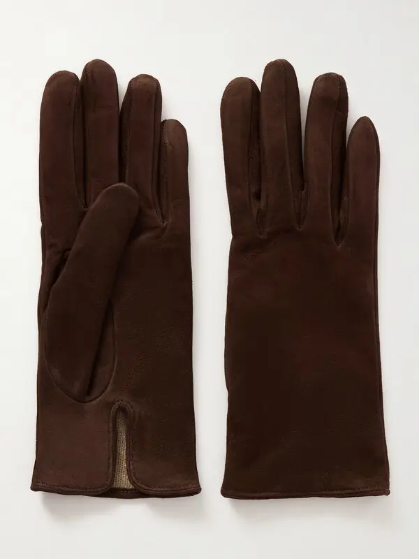 Nour Hammour Suede Gloves - Brown
