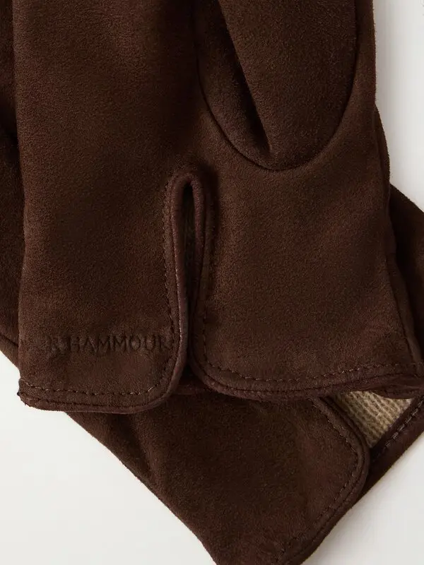Nour Hammour Suede Gloves - Brown