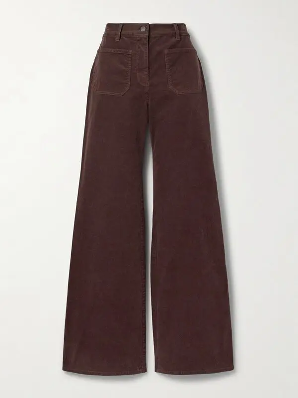 NILI LOTAN Florence Cotton-blend Corduroy Flared Pants - Brown