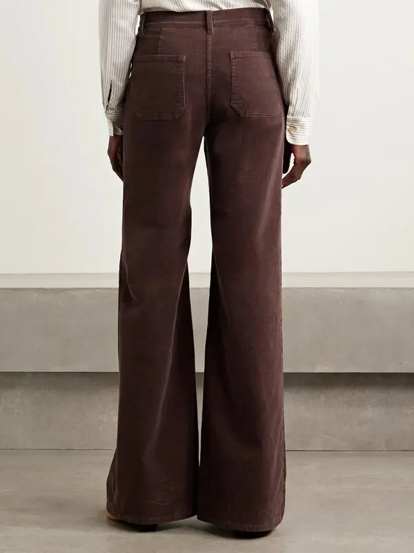 NILI LOTAN Florence Cotton-blend Corduroy Flared Pants - Brown