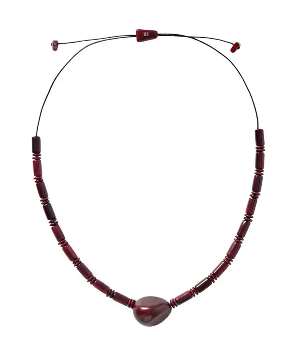 HUNTING SEASON The Choker Tagua And Leather Necklace - Burgundy