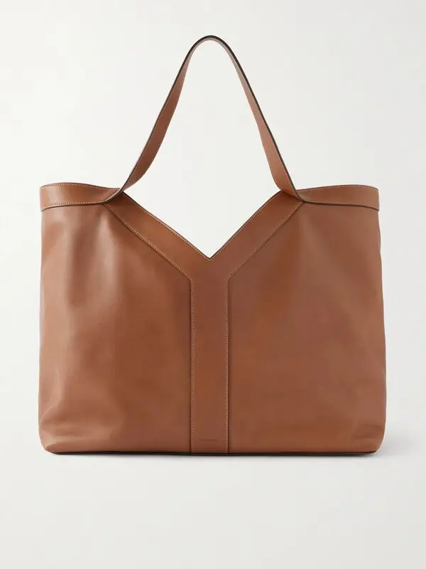 Saint Laurent Marais Leather Tote Bag - Brown