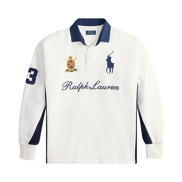 Polo Ralph Lauren Long-sleeve Magic Fleece Big Pony And Crest Rugby Sweatshirt - White