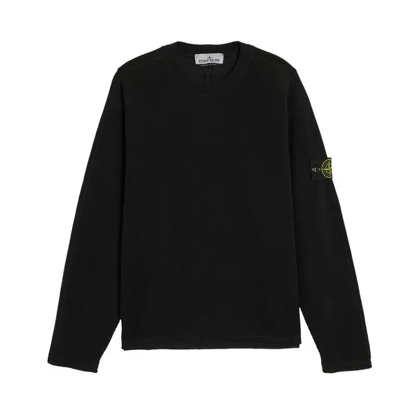 Stone Island Ribbed Wool-nylon Sweatshirt - Black