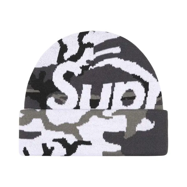 Supreme Camo Big Logo Beanie - White