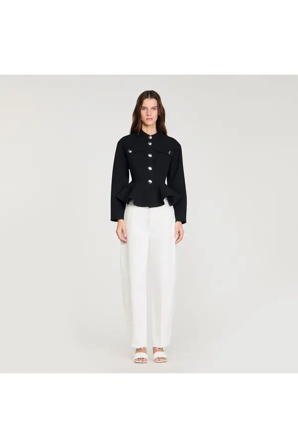 Sandro Cropped Ruffled Peplum Jacket