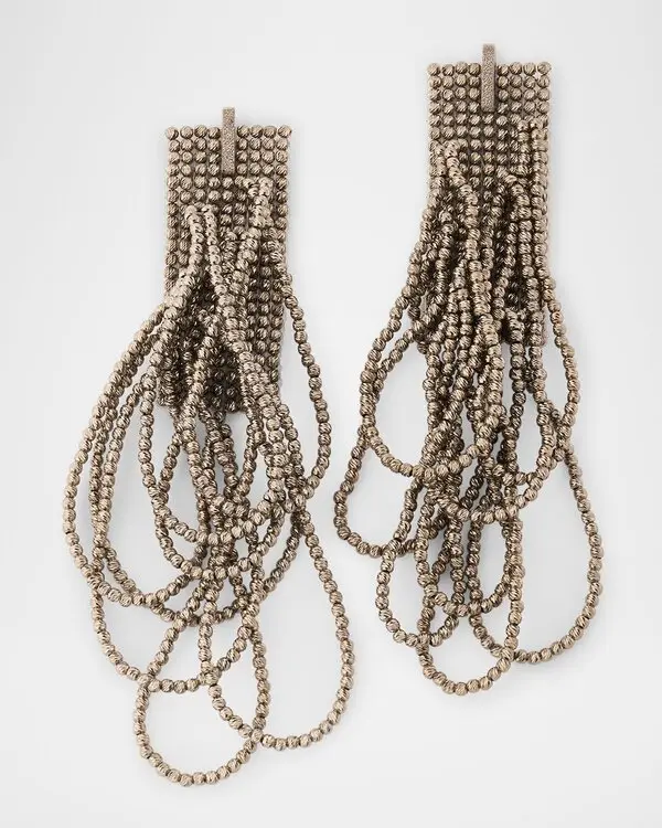Brunello Cucinelli Tiered Multi-loop Drop Earrings - C046 Grey
