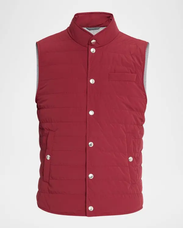 Brunello Cucinelli Quilted Nylon Snap-front Vest - Purple