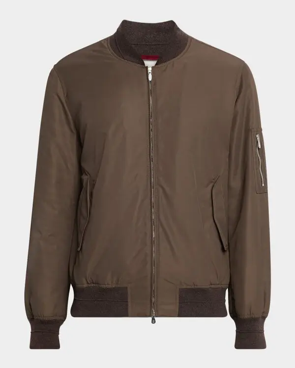Brunello Cucinelli Water-resistant Nylon Bomber Jacket - Dark Brown