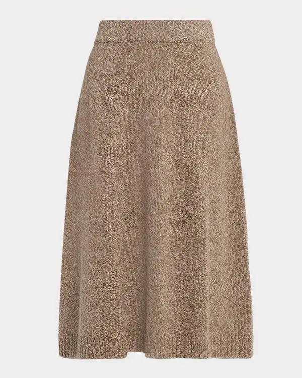Max Mara Barnaba Wool Knit Midi Skirt - Brown