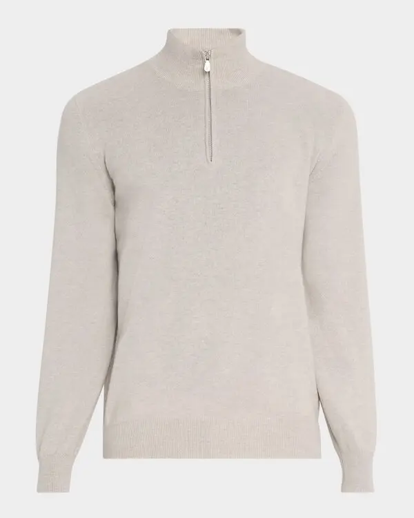 Brunello Cucinelli Cashmere Half-zip Pullover Sweater - Beige