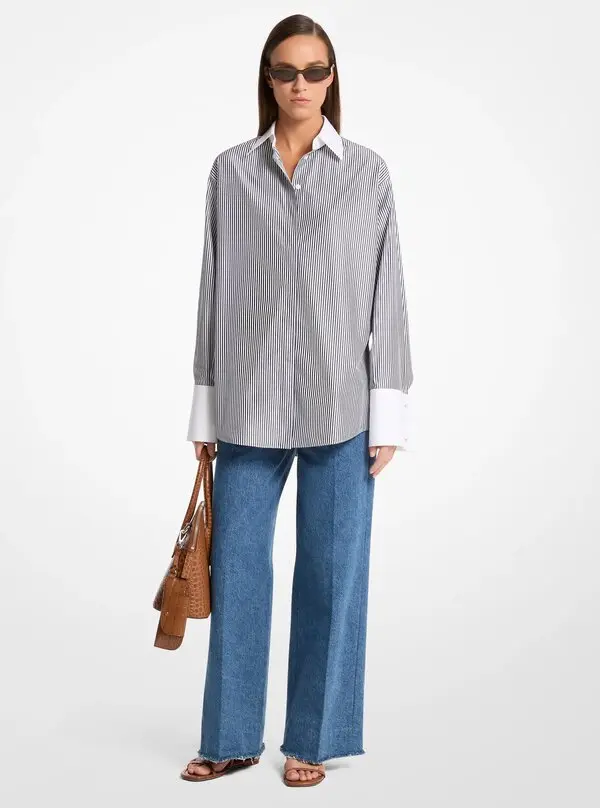 Michael Kors Tyler Oversized Striped Shirt - Blue