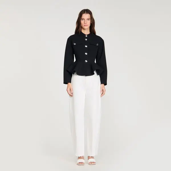 Sandro Cropped Ruffled Peplum Jacket