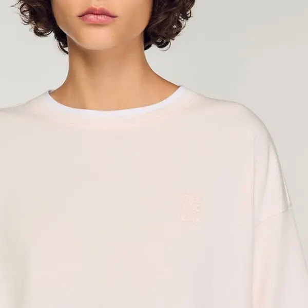 Sandro Embroidered Logo T-shirt - Light Pink