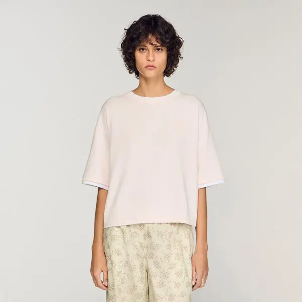 Sandro Embroidered Logo T-shirt - Light Pink