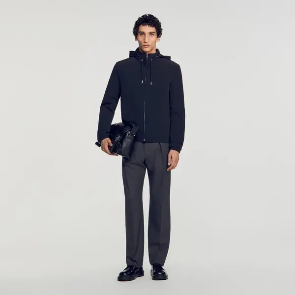 Sandro Hooded Zip-up Jacket - Black