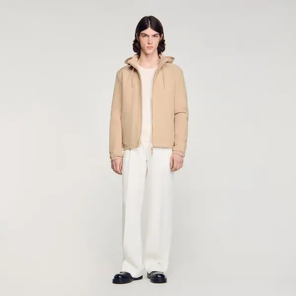 Sandro Hooded Zip-up Jacket - Sand