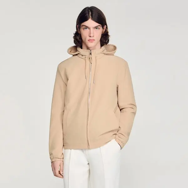 Sandro Hooded Zip-up Jacket - Sand