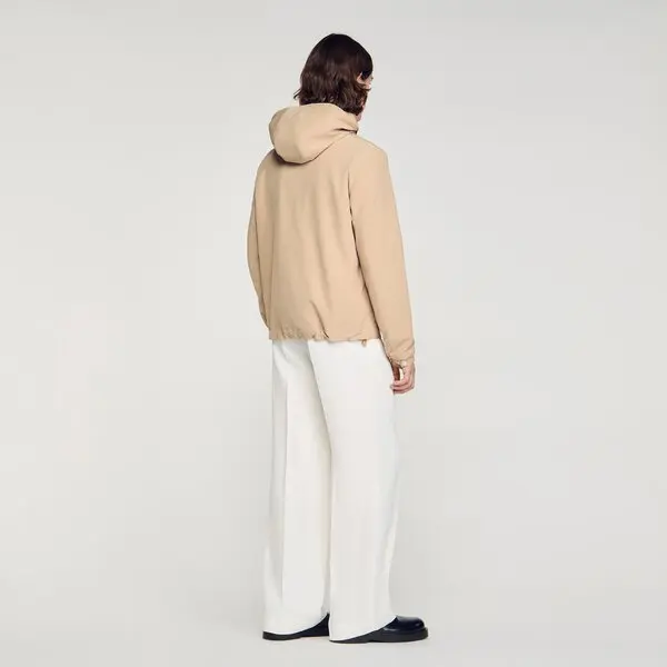 Sandro Hooded Zip-up Jacket - Sand
