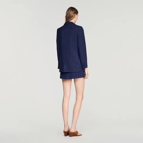 Sandro Striped Sequin Tailored Jacket