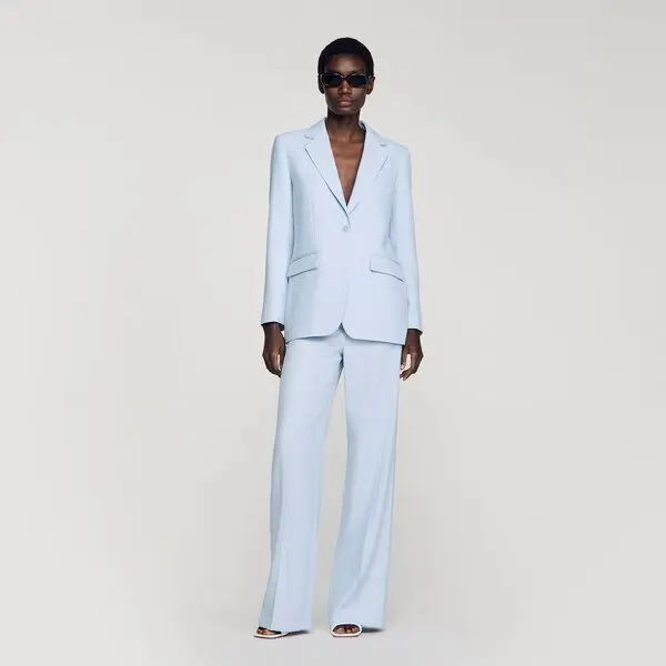 Sandro Striped Sequinned Suit Jacket - Sky Blue