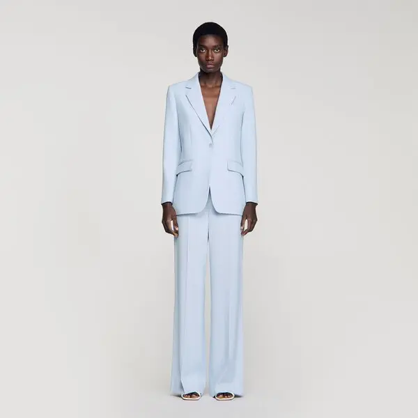 Sandro Striped Sequinned Suit Jacket - Sky Blue