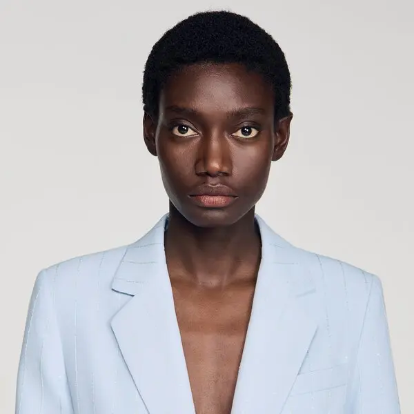 Sandro Striped Sequinned Suit Jacket - Sky Blue