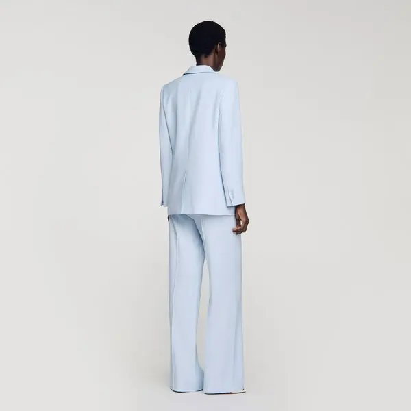 Sandro Striped Sequinned Suit Jacket - Sky Blue