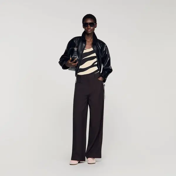 Sandro Wide-leg Viscose Trousers