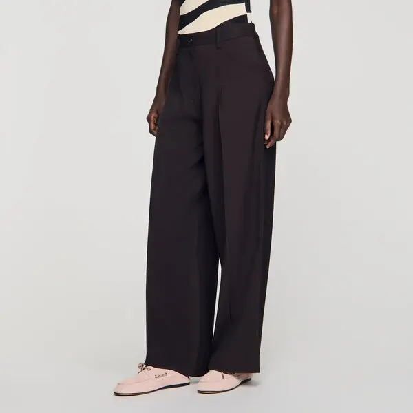 Sandro Wide-leg Viscose Trousers